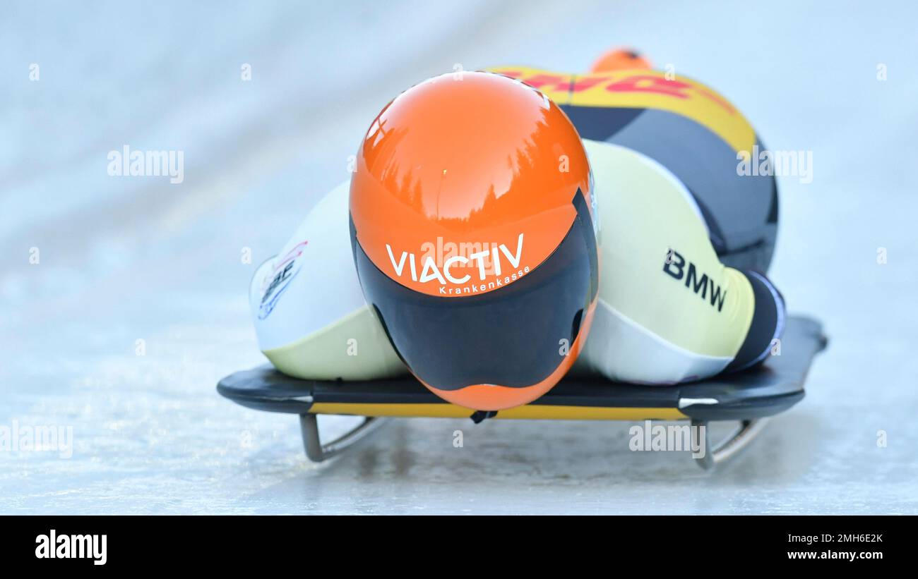 Germany's Jacqueline Loelling speeds down the track during her first ...