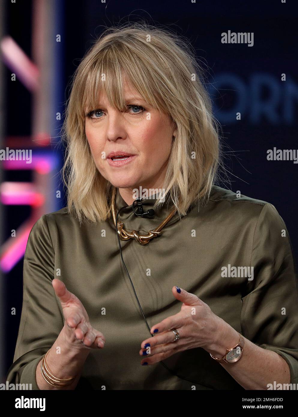 Ashley Jensen speak at the ACORN TV's "Agatha Raisin" during the AMC ...