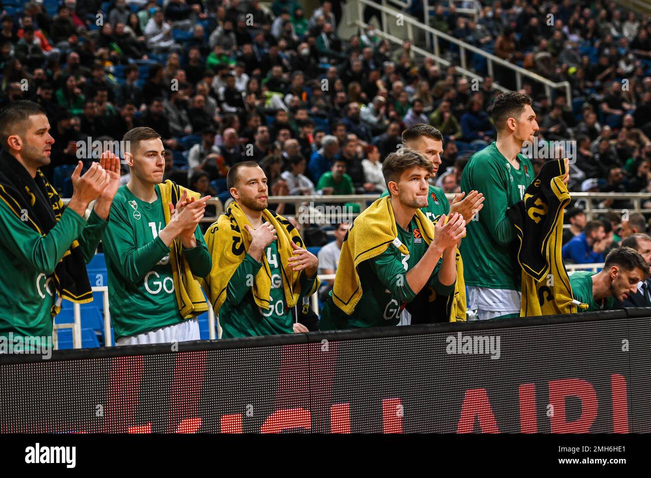 Players of Zalgiris Kaunas during the Euroleague, Round 21, match ...