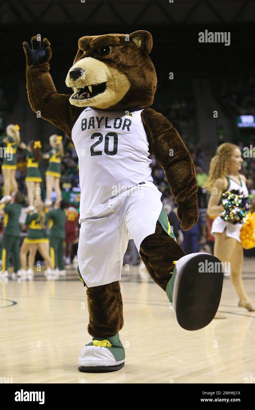 Baylor mascot Brusier entertains the fans in an NCAA college basketball ...