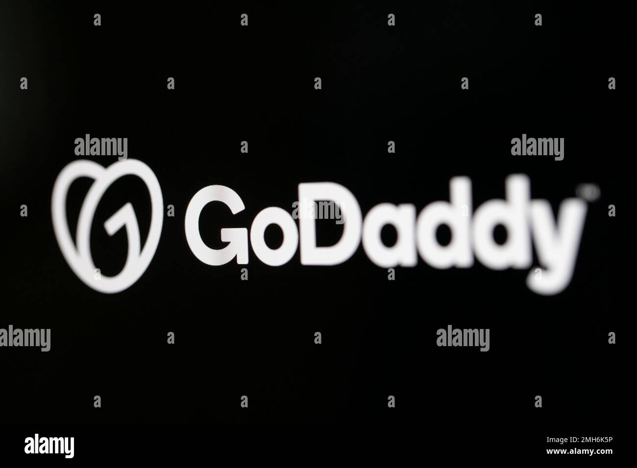 The logo for GoDaddy is displayed on a computer screen on Thursday, Jan ...