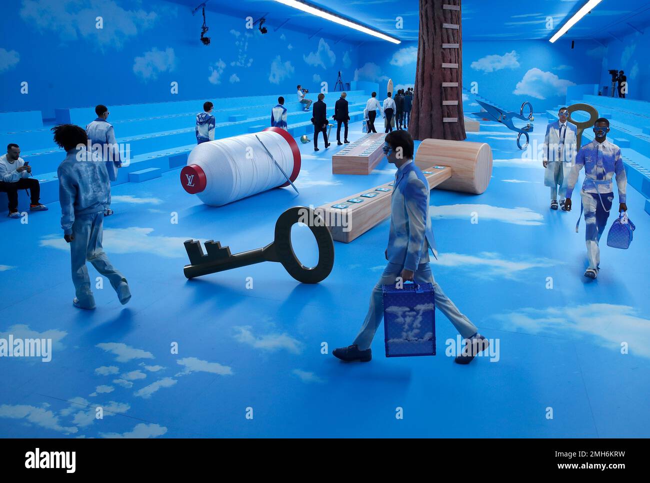 Models wear creations for the Vuitton Mens Fall/Winter 2020-2021 fashion collection presented in ...