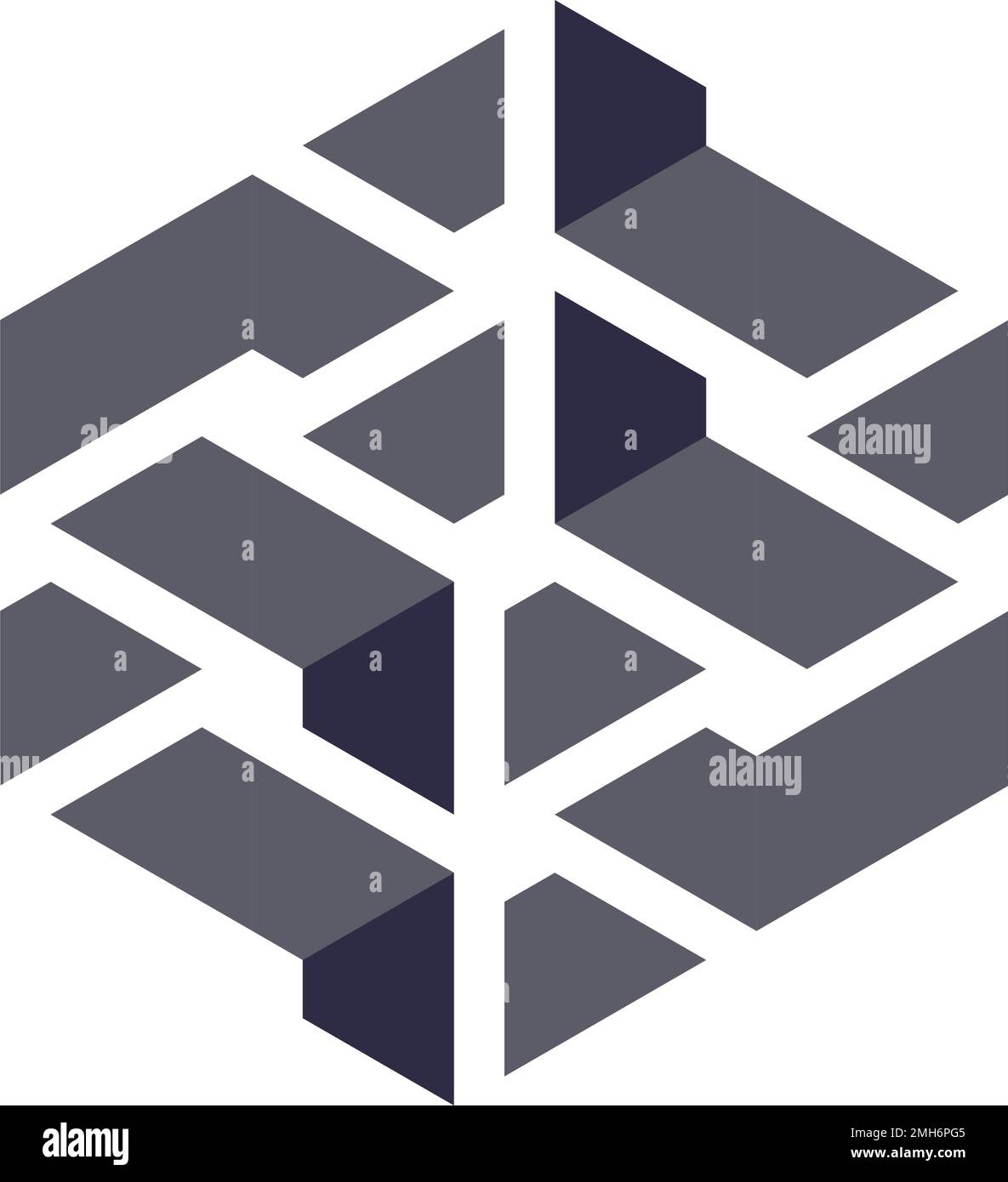 Hexagonal Triangles Logo illusion generative pattern illustration Stock ...