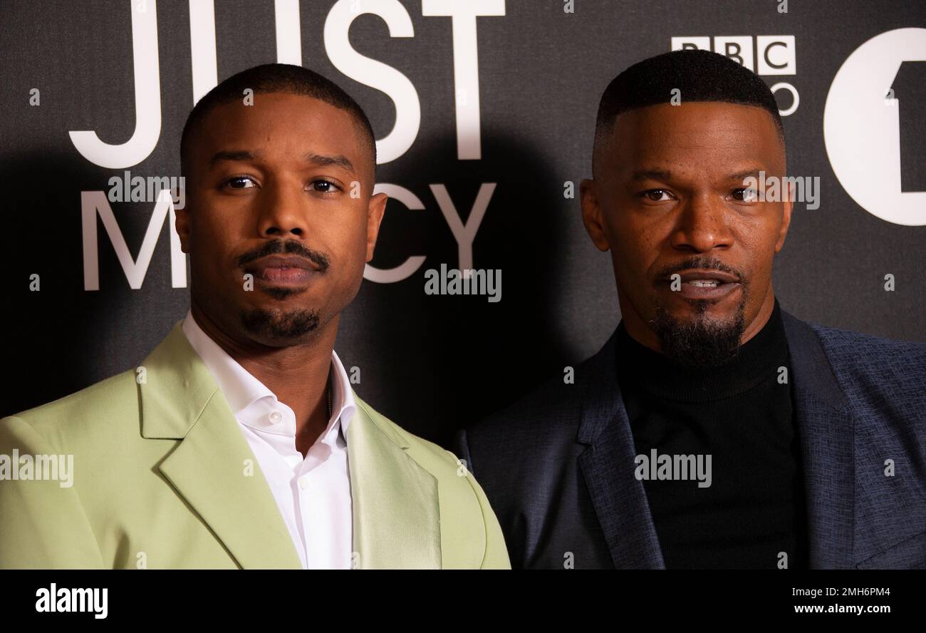 Actors Michael B Jordan, left, and Jamie Foxx, pose for photographers ...
