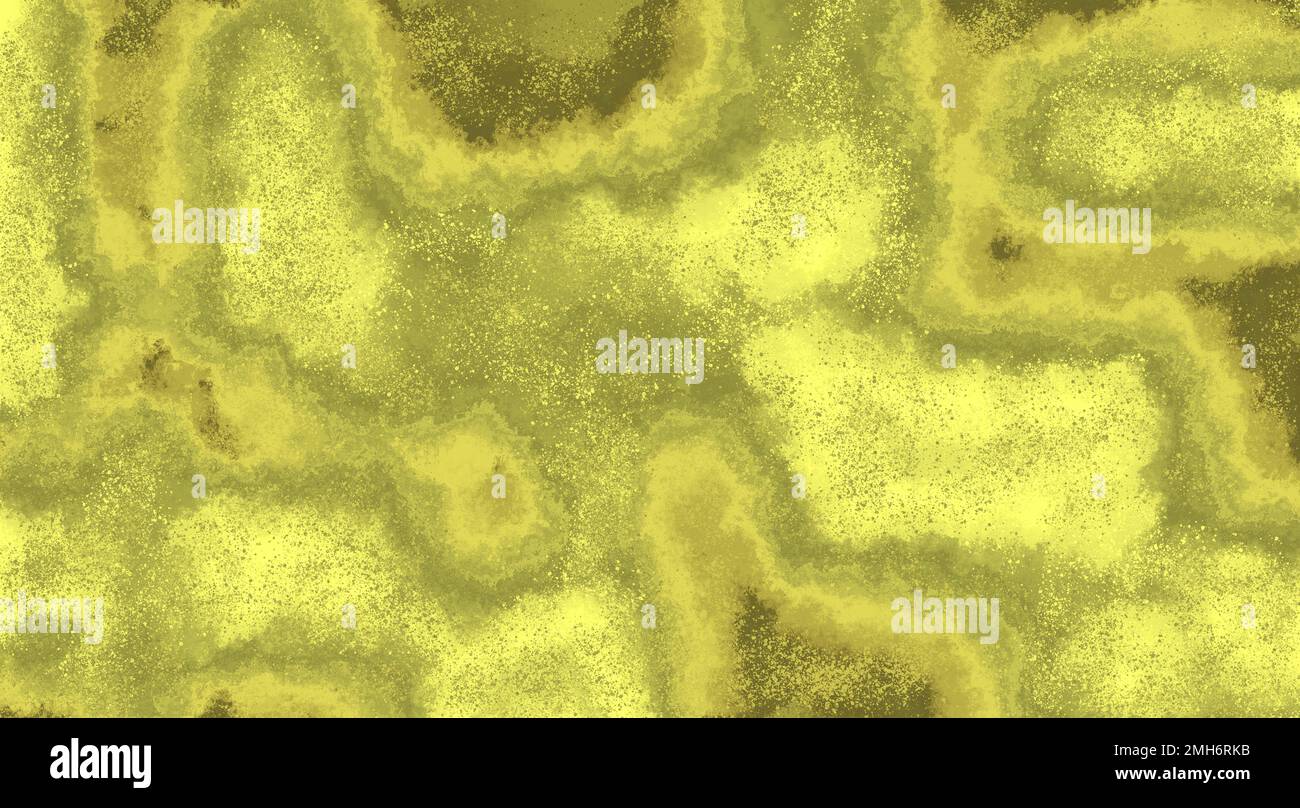 abstract digital drawing with oval spots of green color on a yellow ...