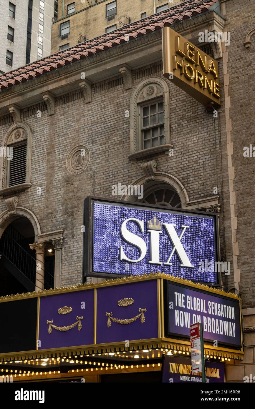 "Six" Marquee at the Lena Horne Theatre (formerly Brooks Atkinson) in ...