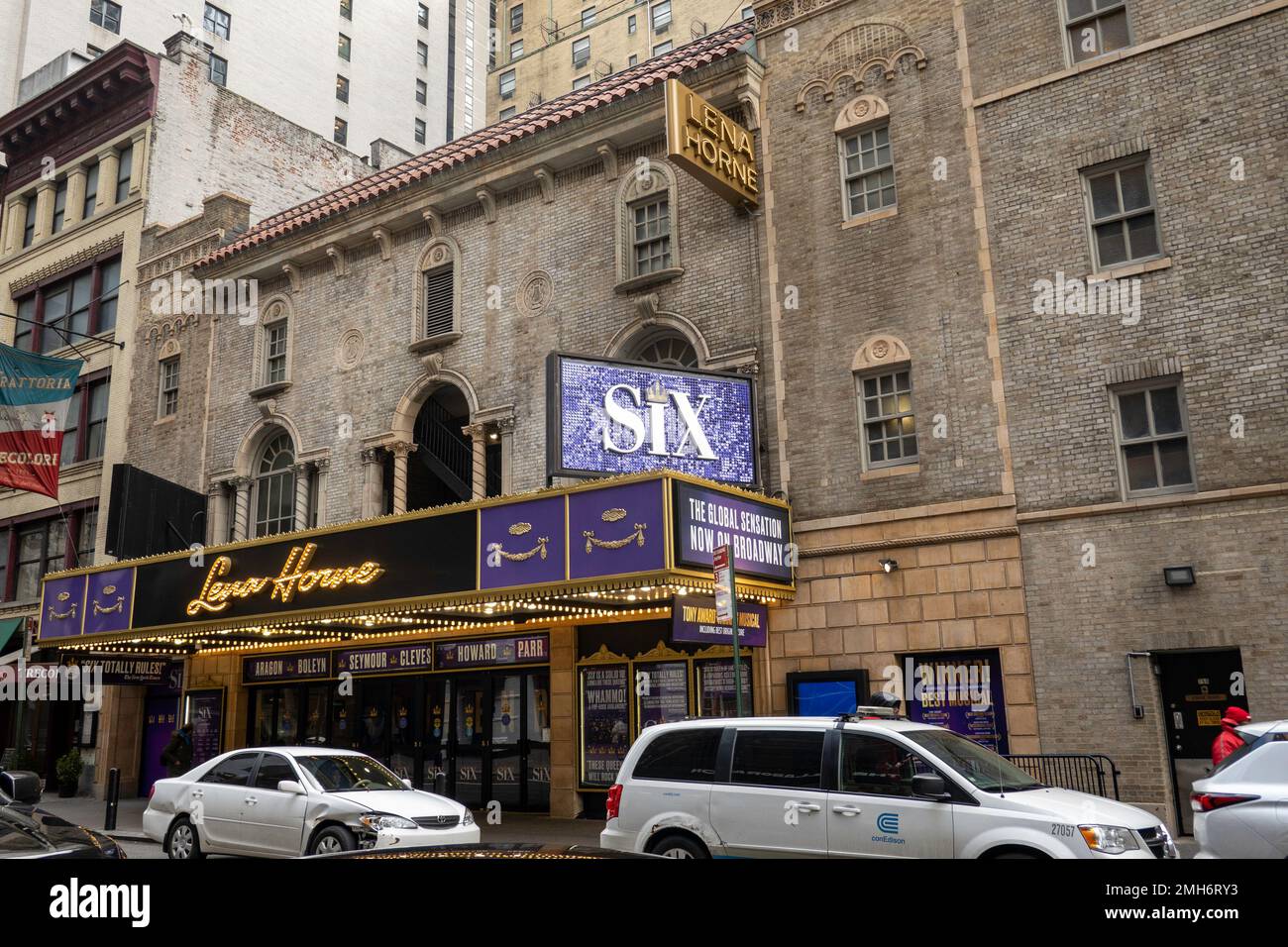 "Six" Marquee at the Lena Horne Theatre (formerly Brooks Atkinson) in ...