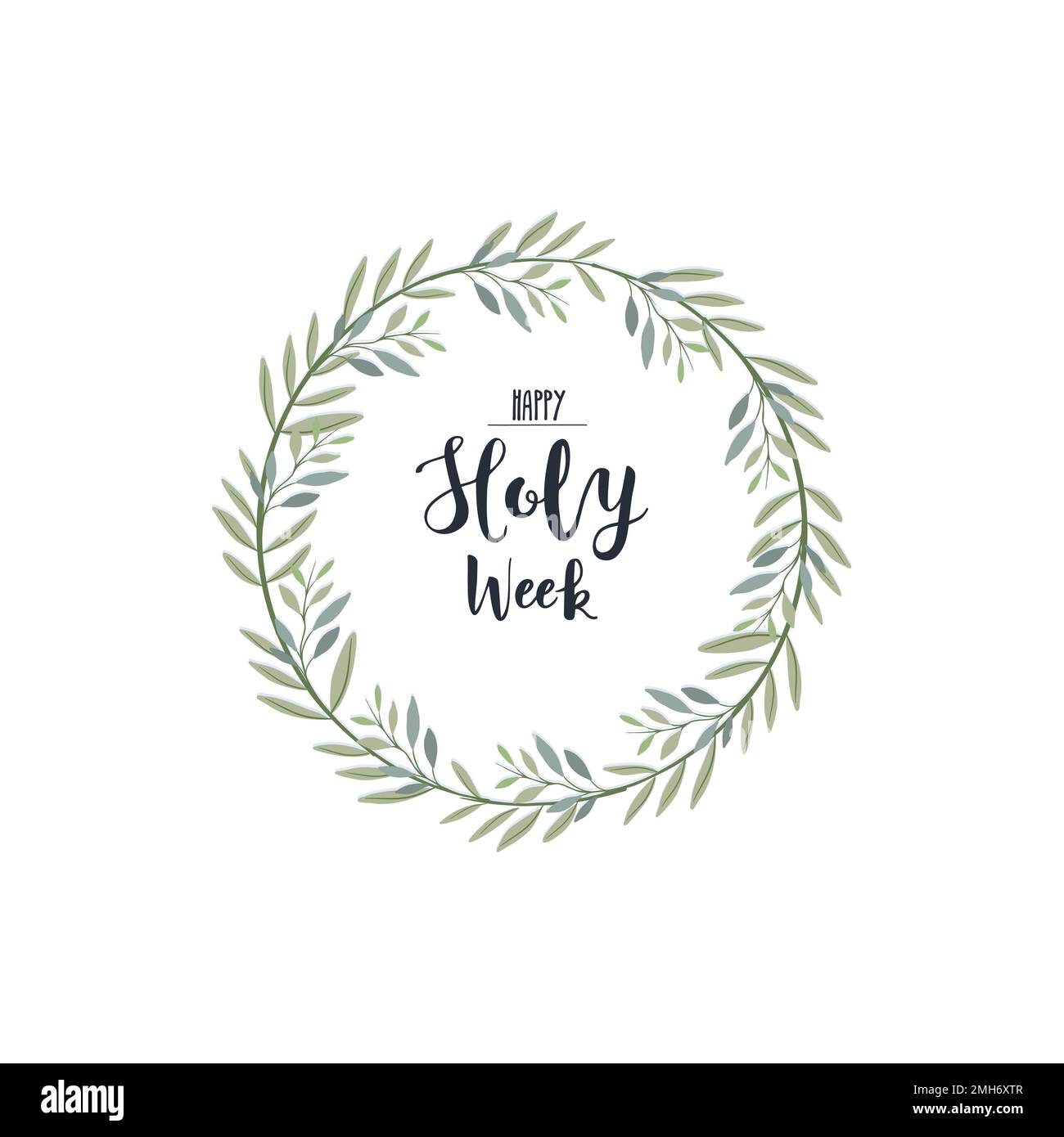 Laurel wreath with text happy Holy Week. Palm Sunday vector ...