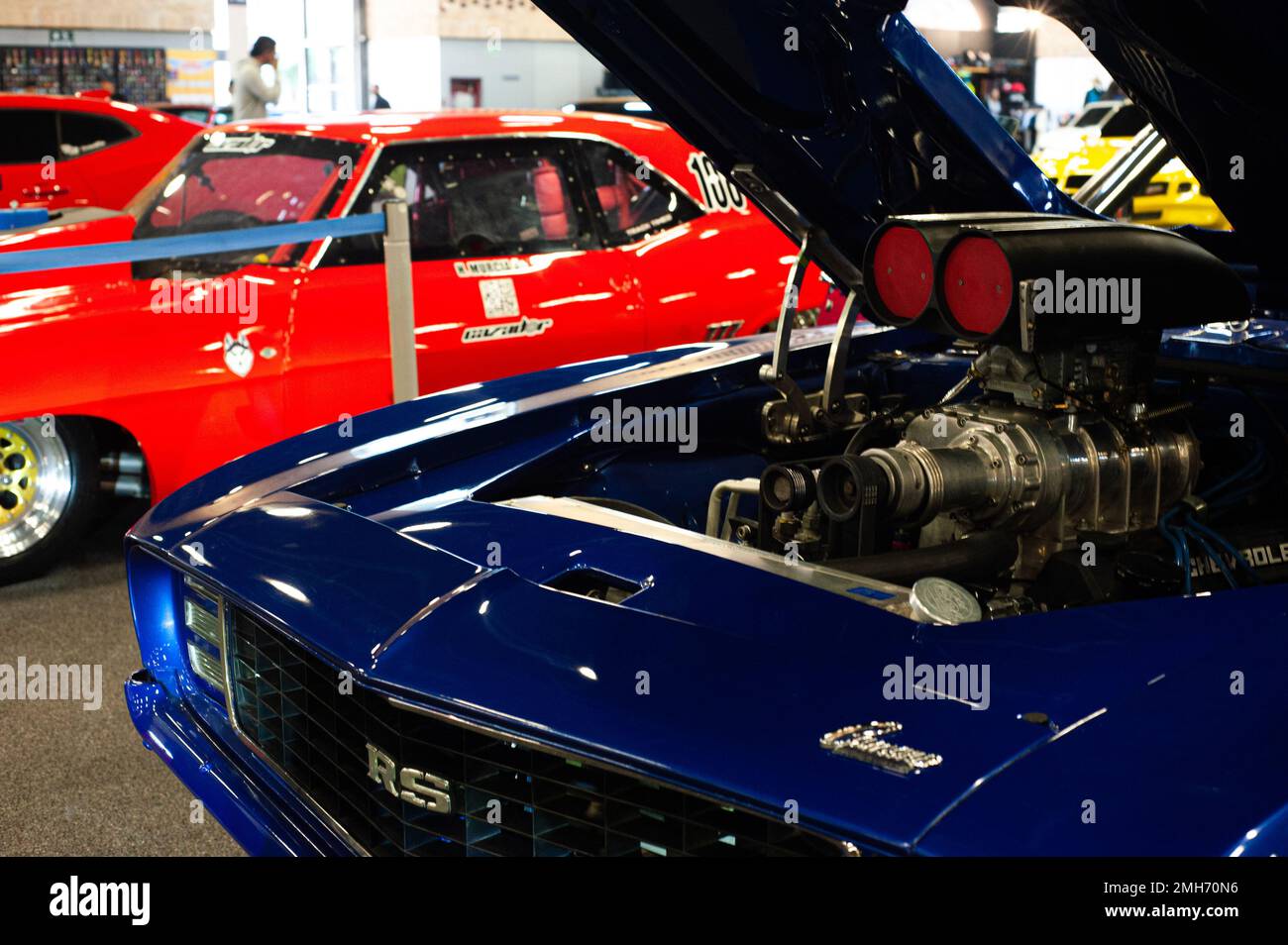 A modified Chevrolet Camaro RS during the MCM Car Show in Bogota ...