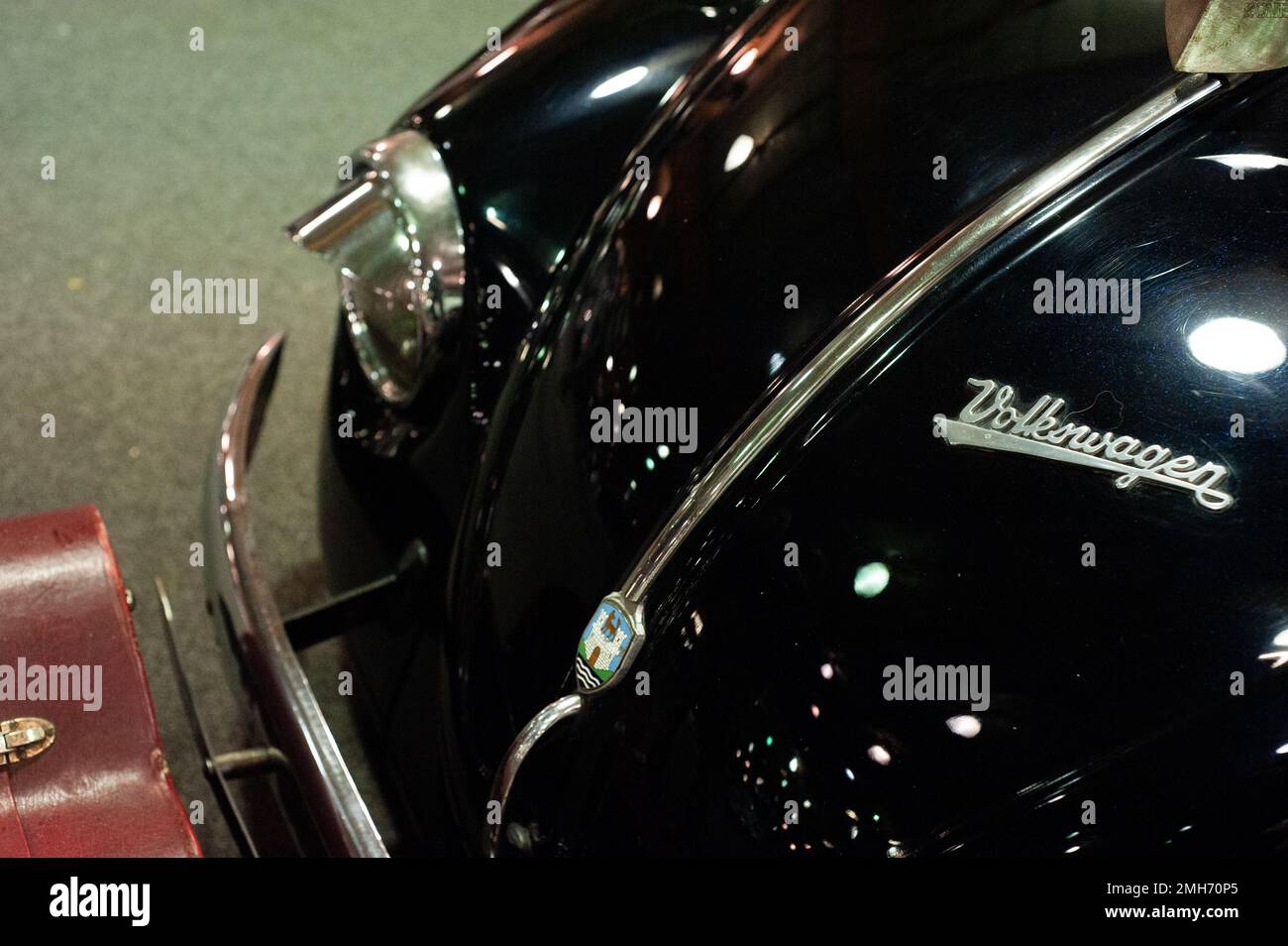 Volkswagen Beatle community members set a display of their cars during ...