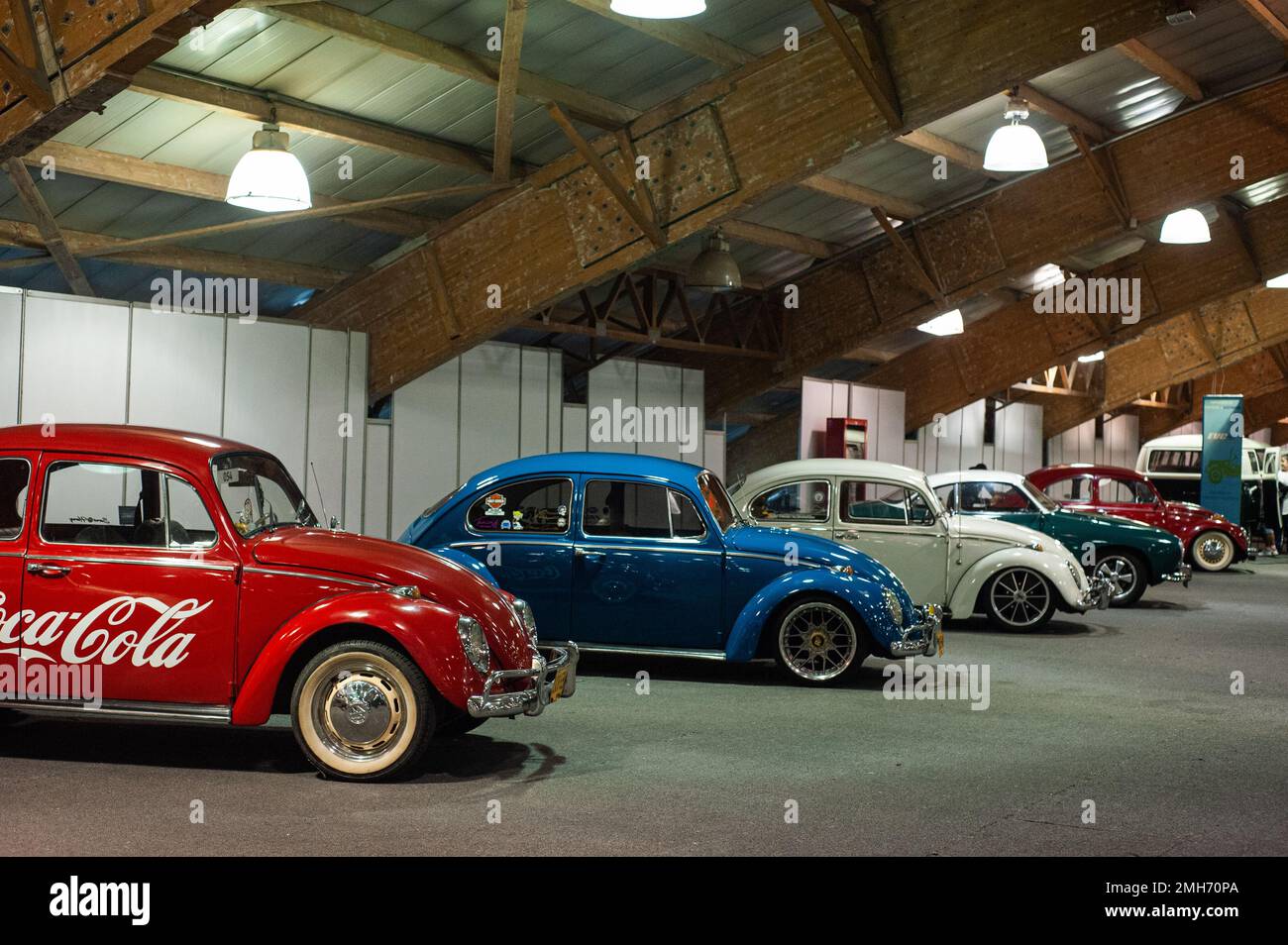Volkswagen Beatle community members set a display of their cars during ...