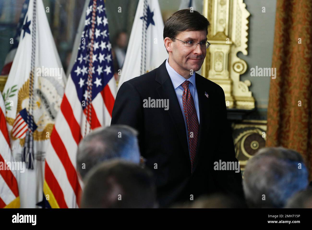 Defense Secretary Mark Esper arrives for the swearing in of Air Force ...