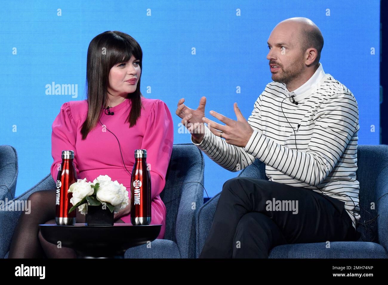 Casey Wilson, left, and Paul Scheer participate in the Showtime "Black ...