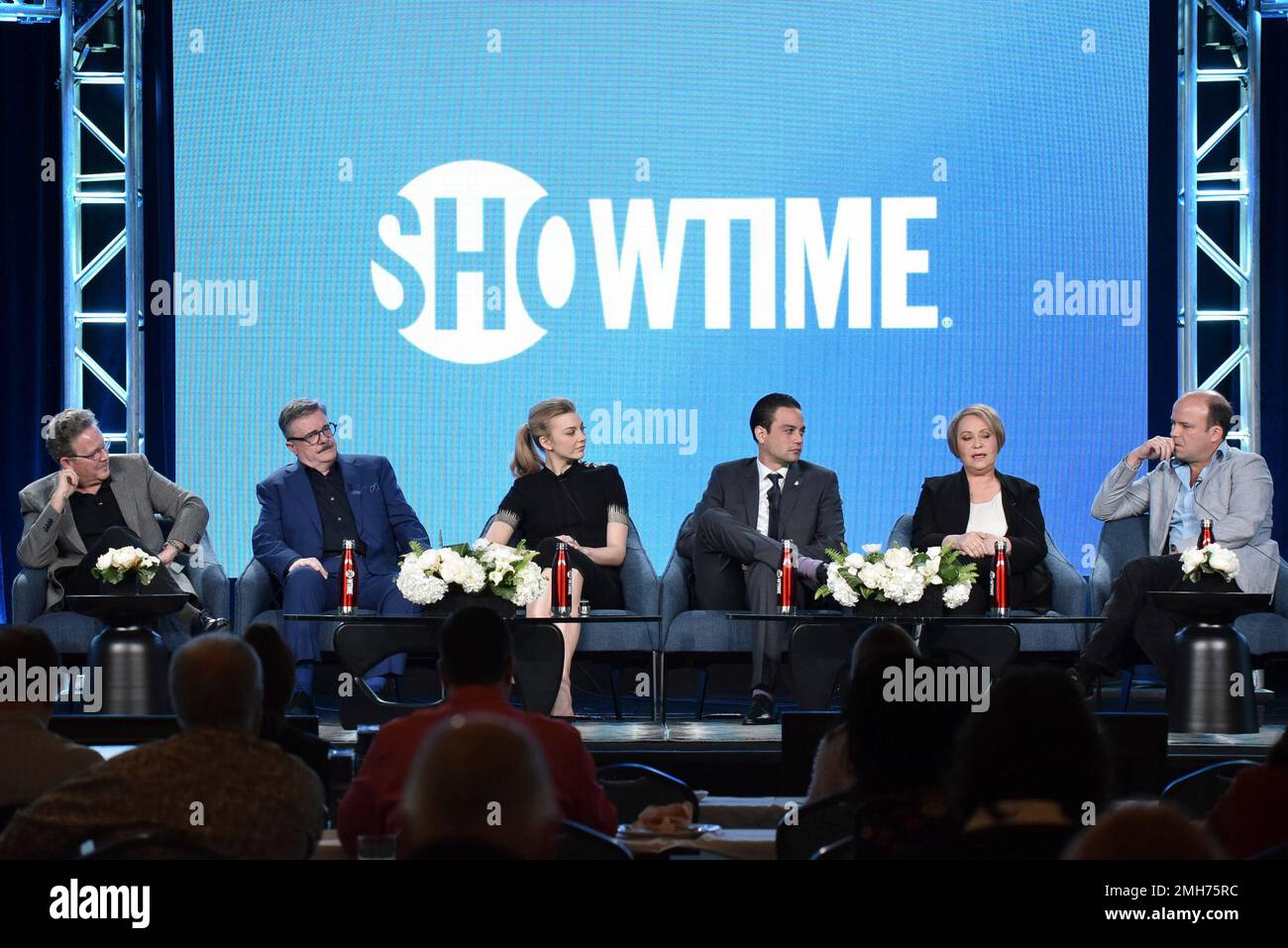 John Logan, from left, Nathan Lane, Natalie Dormer, Daniel Zovatto ...
