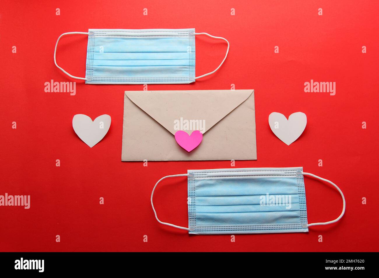 Valentine's Day in pandemic by covid-19, messages and love letters with ...