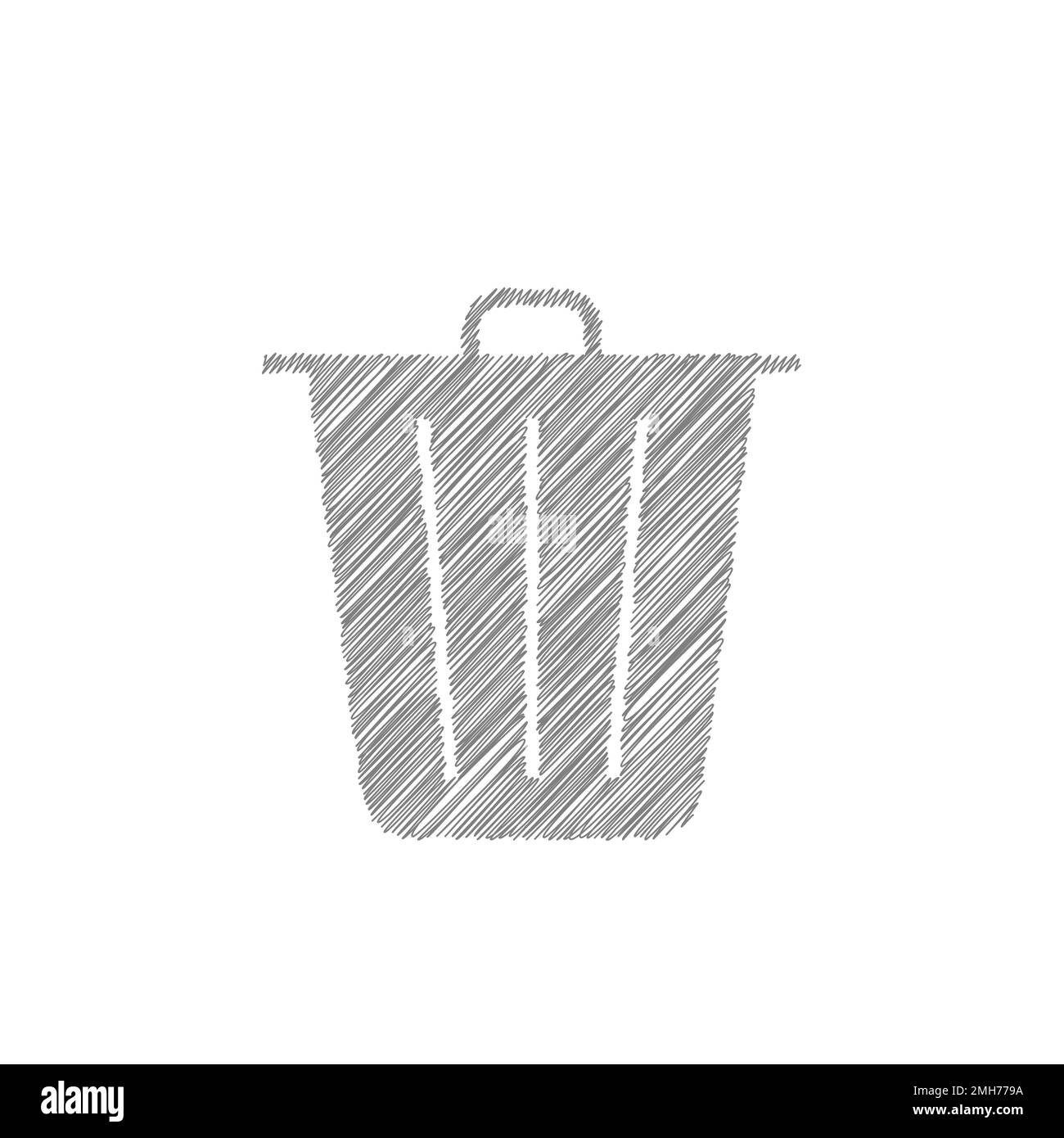 Waste basket grey sketch vector icon. Trash bin hand drawn doodle icon ...