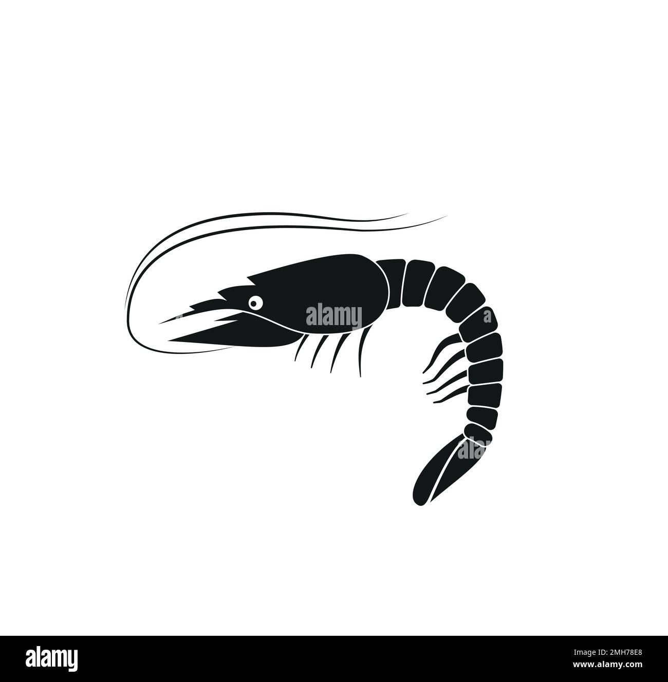 Shrimp silhouette. Isolated shrimp on white background. Prawns ps 10 ...
