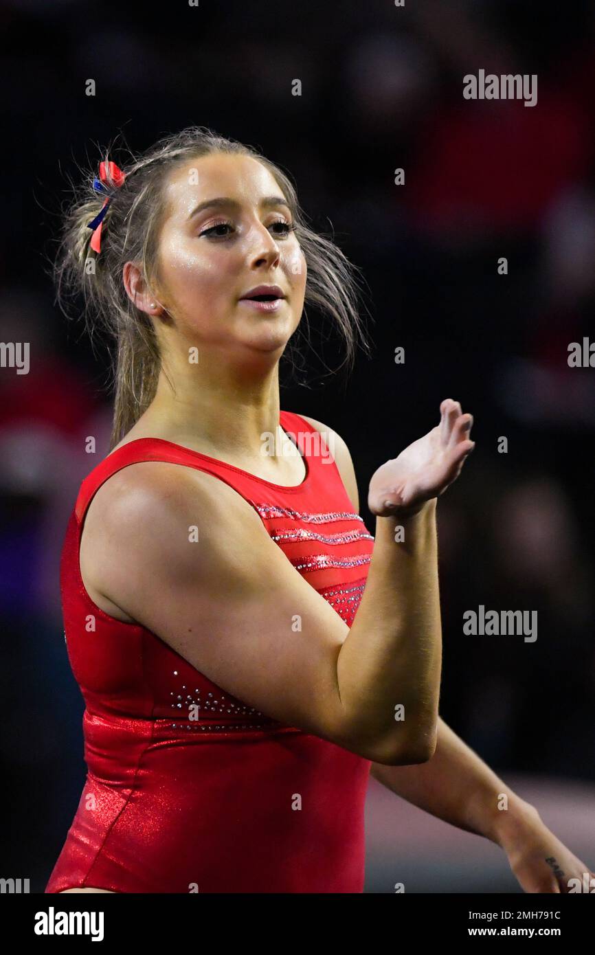 Georgia gymnast Megan Roberts competes against LSU during an NCAA ...