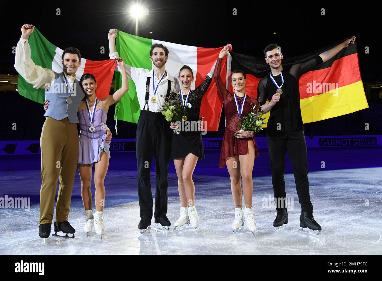 Pairs Awards, L-R, Rebecca GHILARDI & Filippo AMBROSINI (ITA) second ...