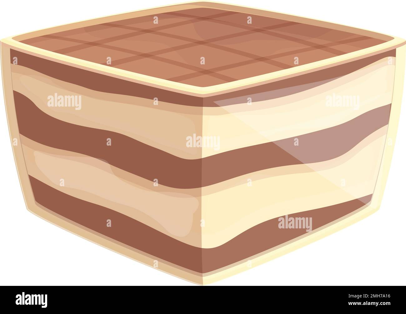 Tiramisu pastry icon cartoon vector. Cake dessert. Square food Stock ...