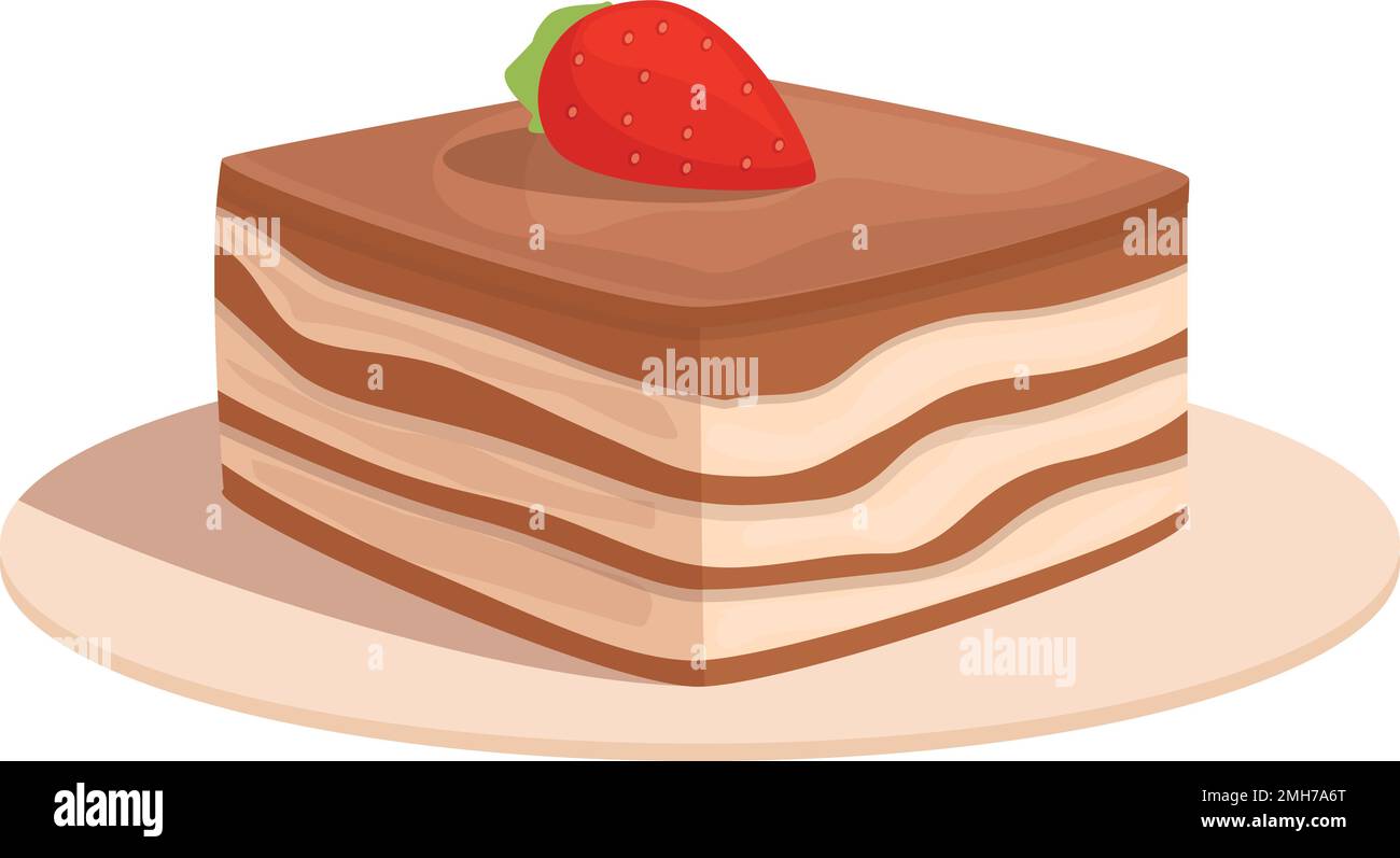 Strawberry tiramisu icon cartoon vector. Cake dessert. Food cream Stock ...