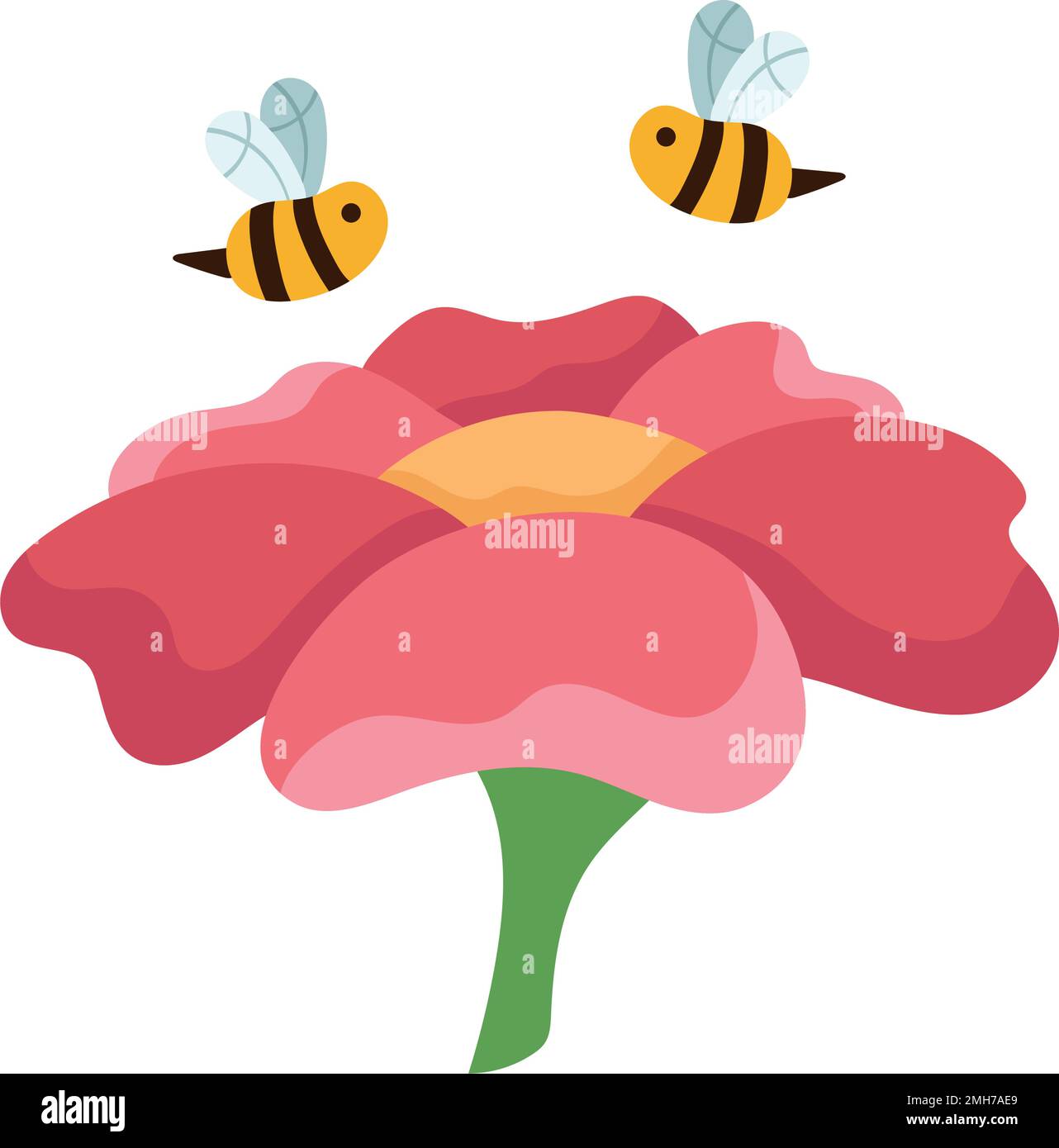 bees flying in flower Stock Vector Image & Art - Alamy