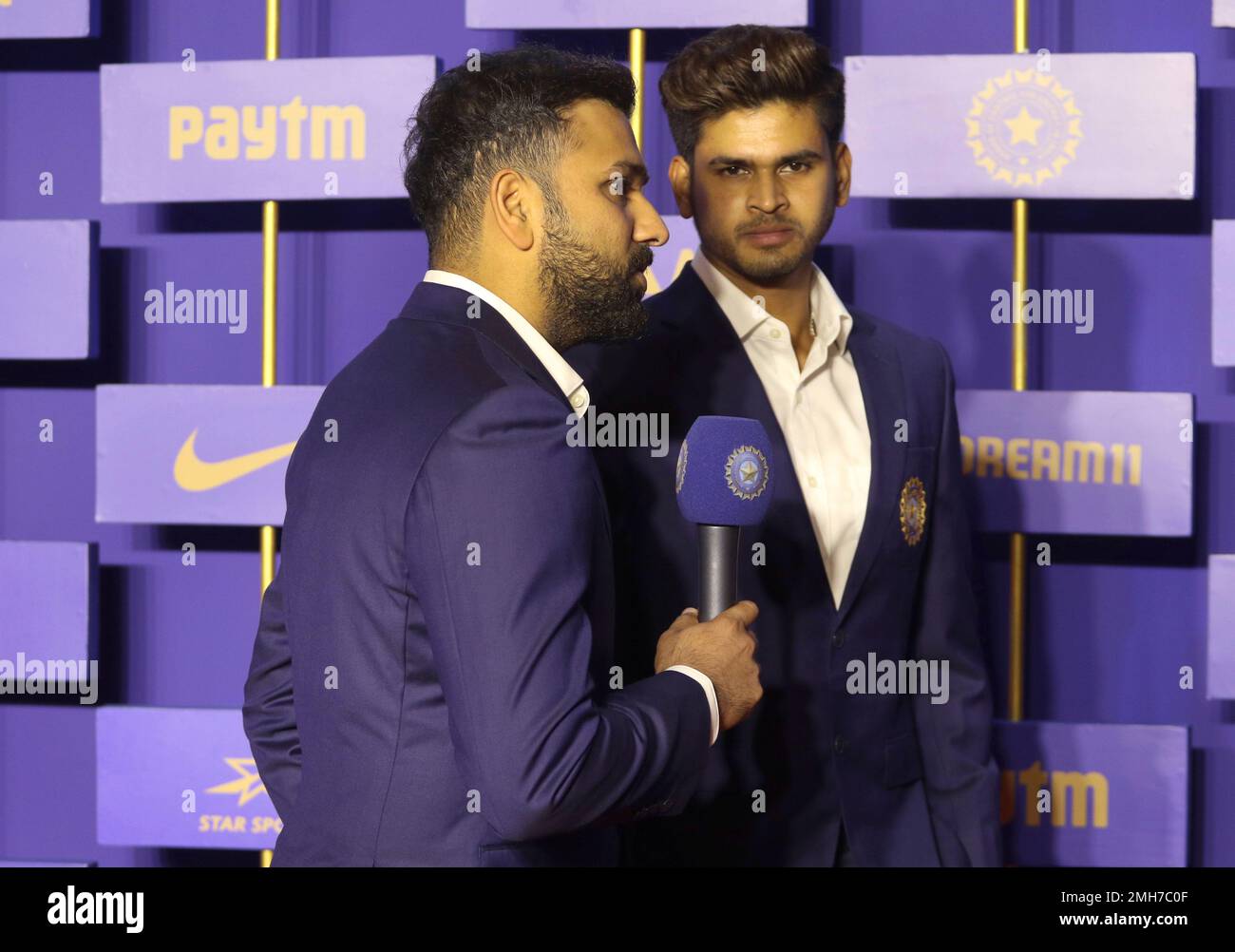 Indian cricket players Rohit Sharma, left and Shreyas Iyer during the ...