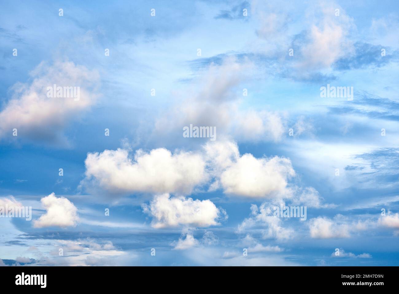 Beautiful clouds sunset light on blue sky with pink hues in asia on ...