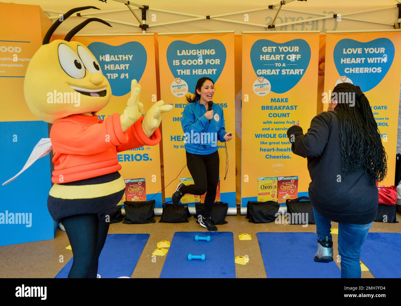 IMAGE DISTRIBUTED FOR CHEERIOS - Cheerios mascot BuzzBee was on hand to ...