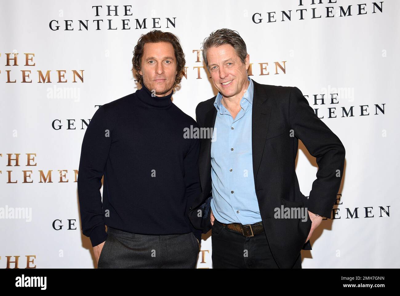 Actors Matthew McConaughey, left, and Hugh Grant pose together during ...