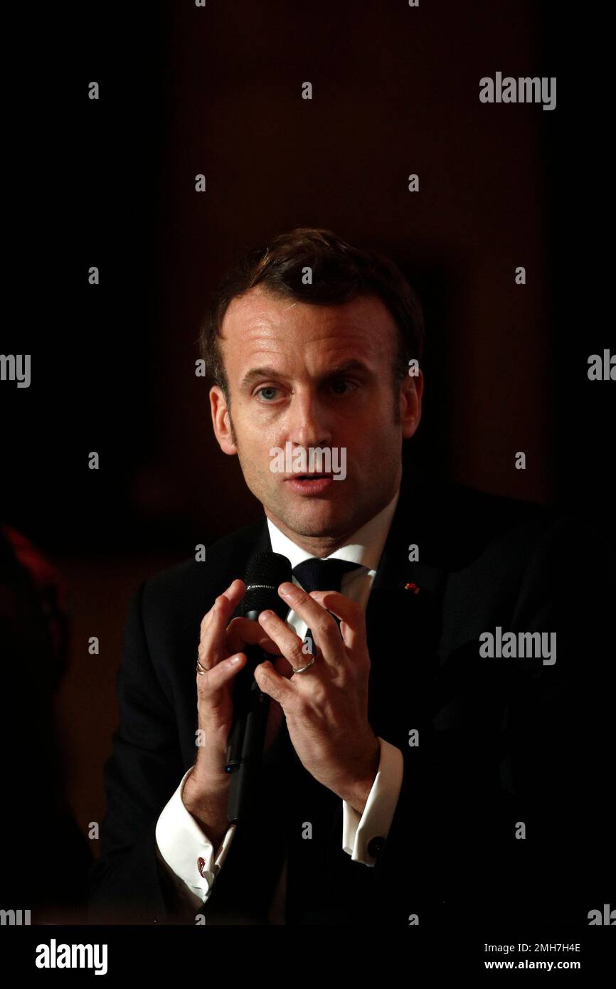 French President Emmanuel Macron delivers a speech at the Citizens ...
