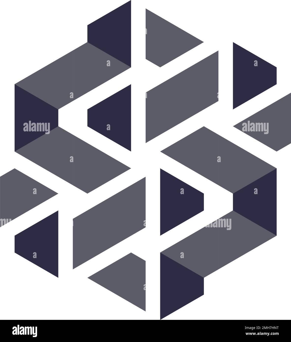 Hexagonal Triangles Logo illusion generative pattern illustration Stock ...