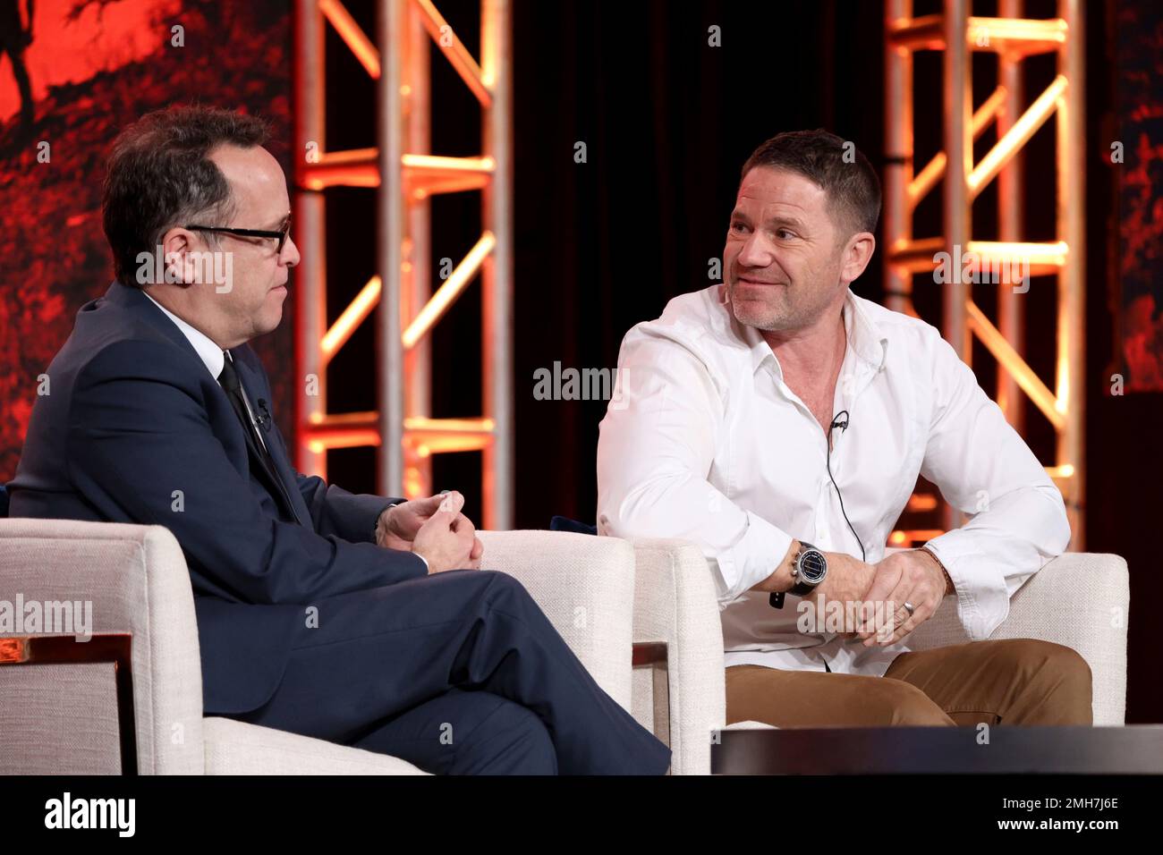 Bill Margol, left, and Steve Backshall speak at the "Expedition with ...