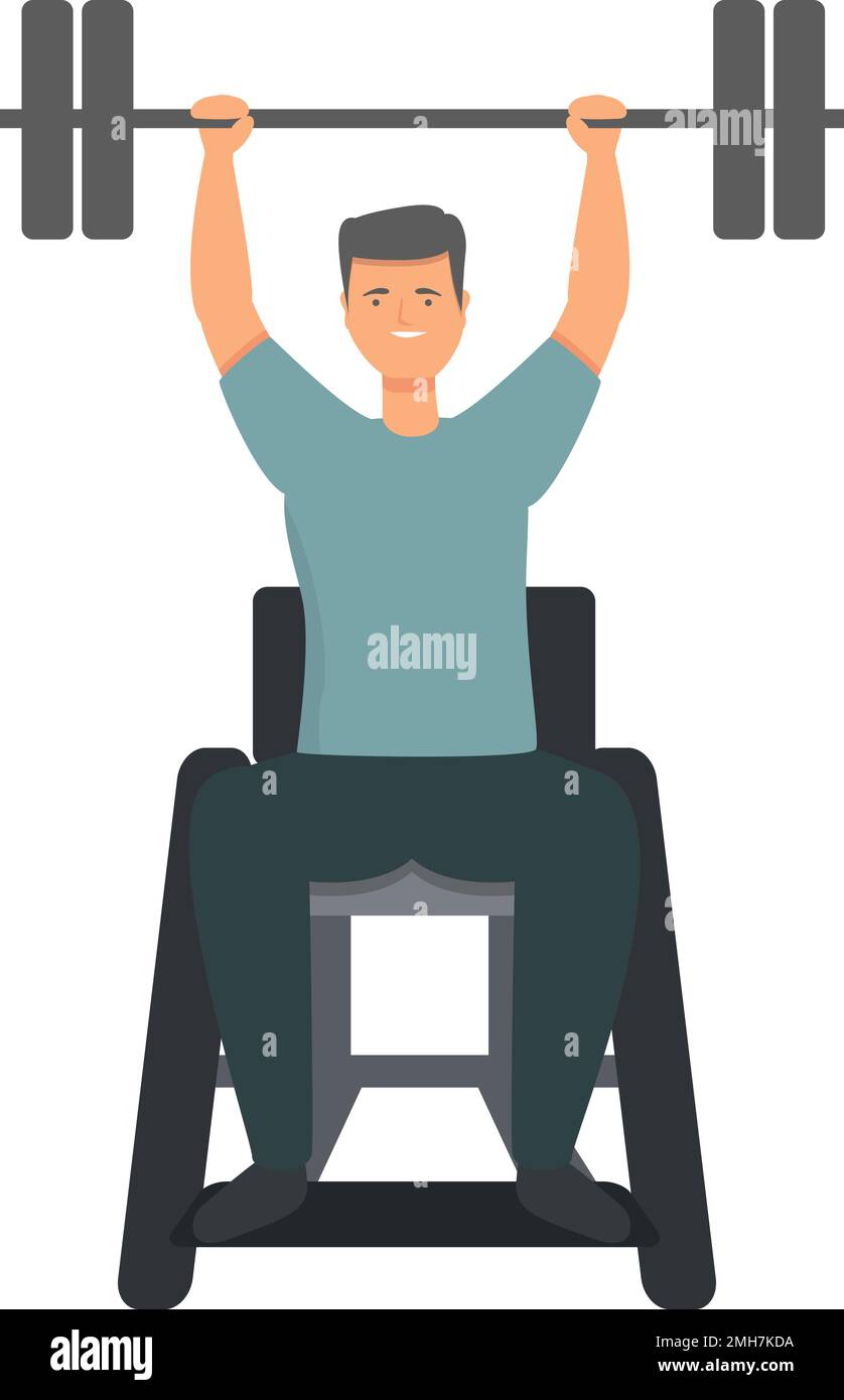 Disabled barbell sport icon cartoon vector. Physical exercise. Person ...