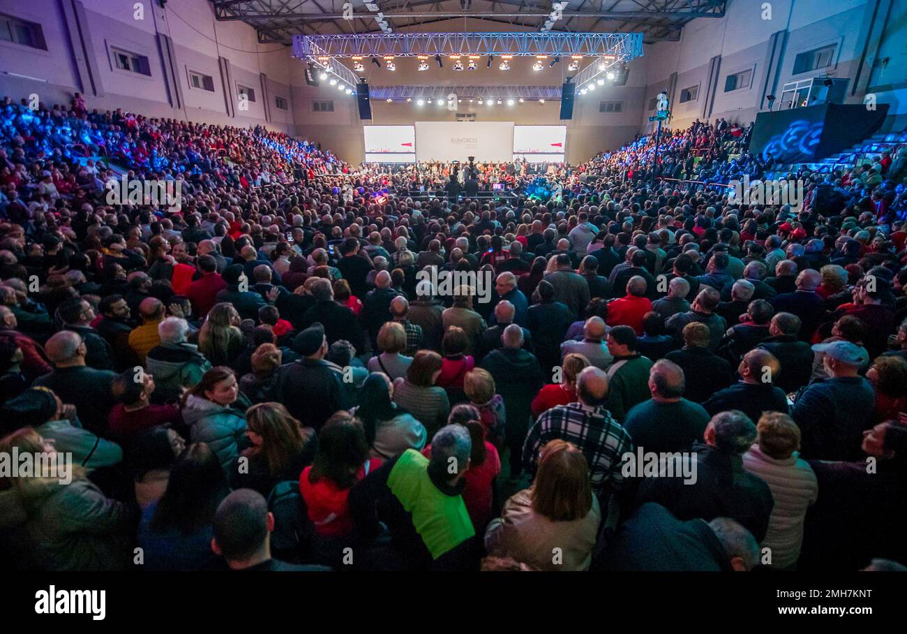 People crowd the Maltese Labour Party congress where party leader and ...
