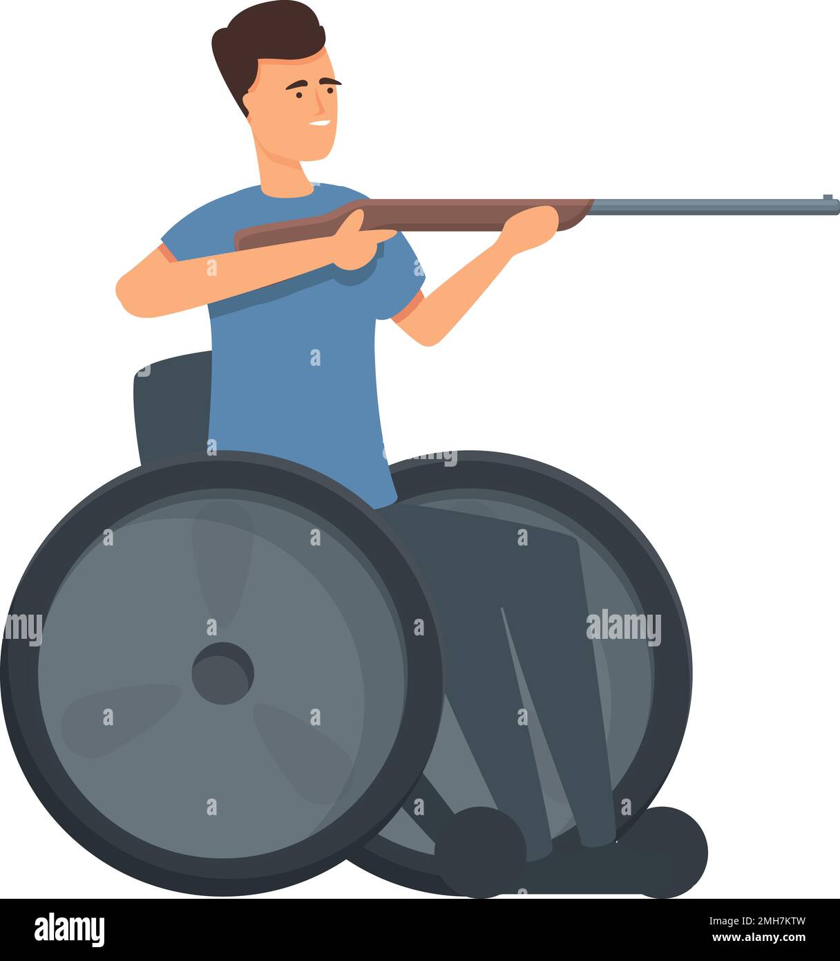 Disable wheelchair shooting icon cartoon vector. Sport exercise. Person ...
