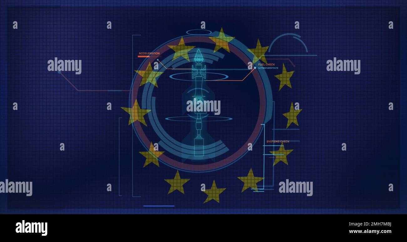 Composite of data processing, scope and flag of european union Stock ...