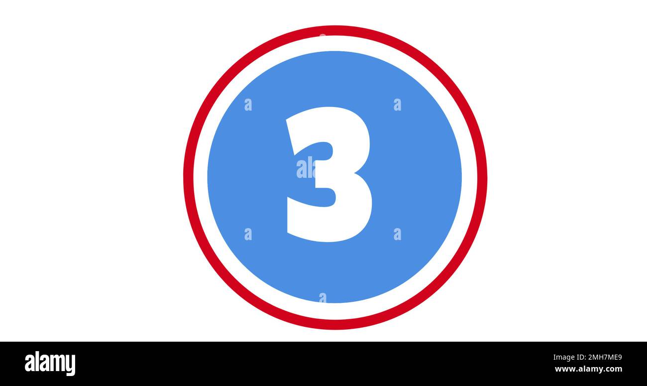 Image of number 3 on blue and red circle on white background Stock ...