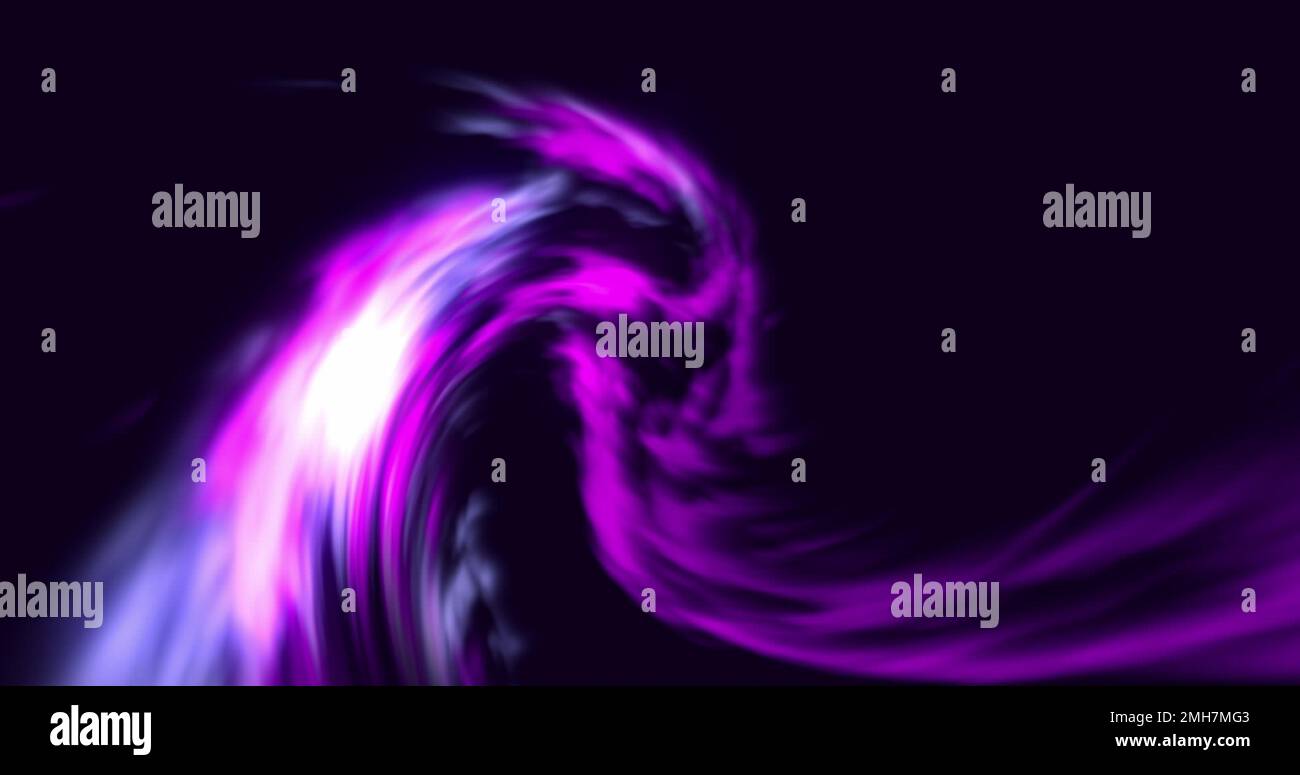 Image of layers of pink and purple light trails on black background ...