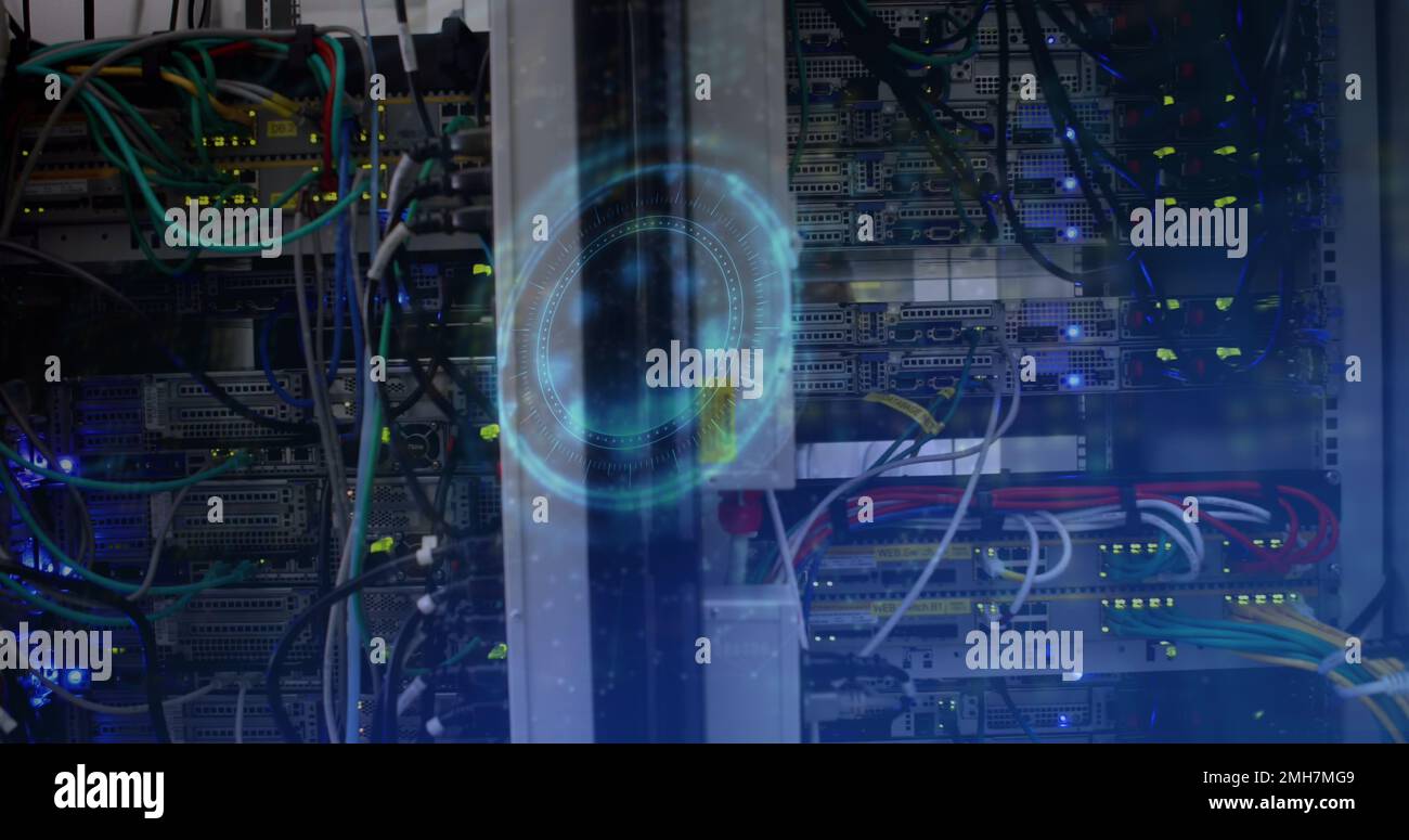 Composition of scope scanning and data processing over computer server Stock Photo - Alamy