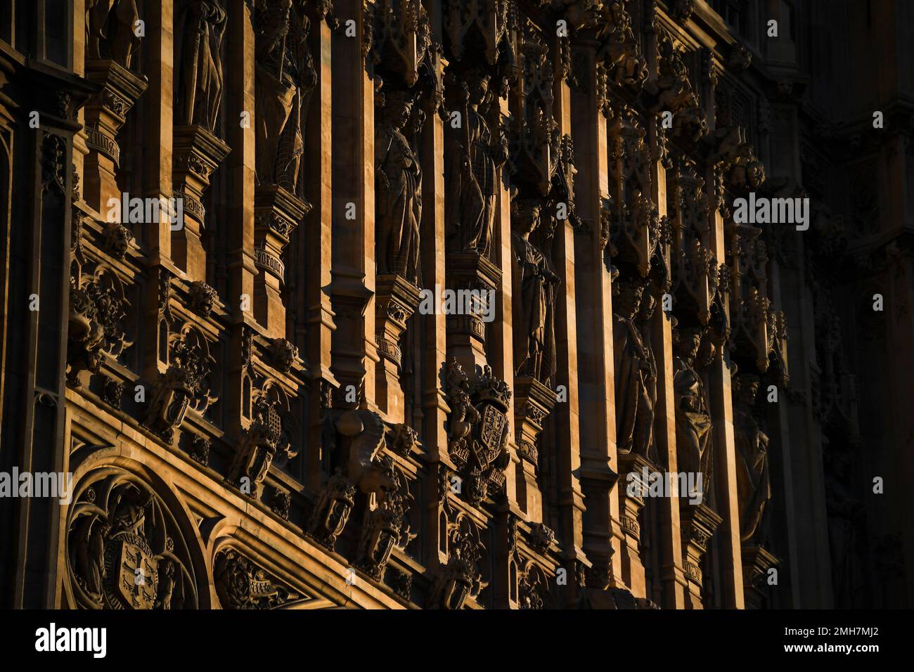 Detail of the architecture of the Victoria Tower, part of the Palace of ...