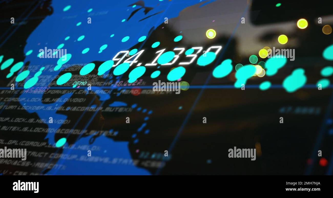 Animation numbers over map database hi-res stock photography and images ...