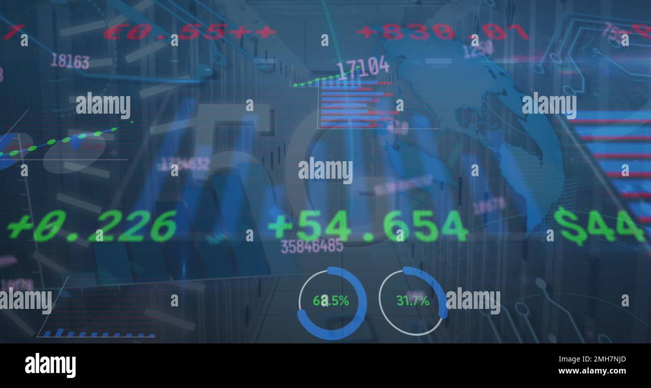 Composition of 5g text, statistics, data processing with numbers over globe Stock Photo - Alamy