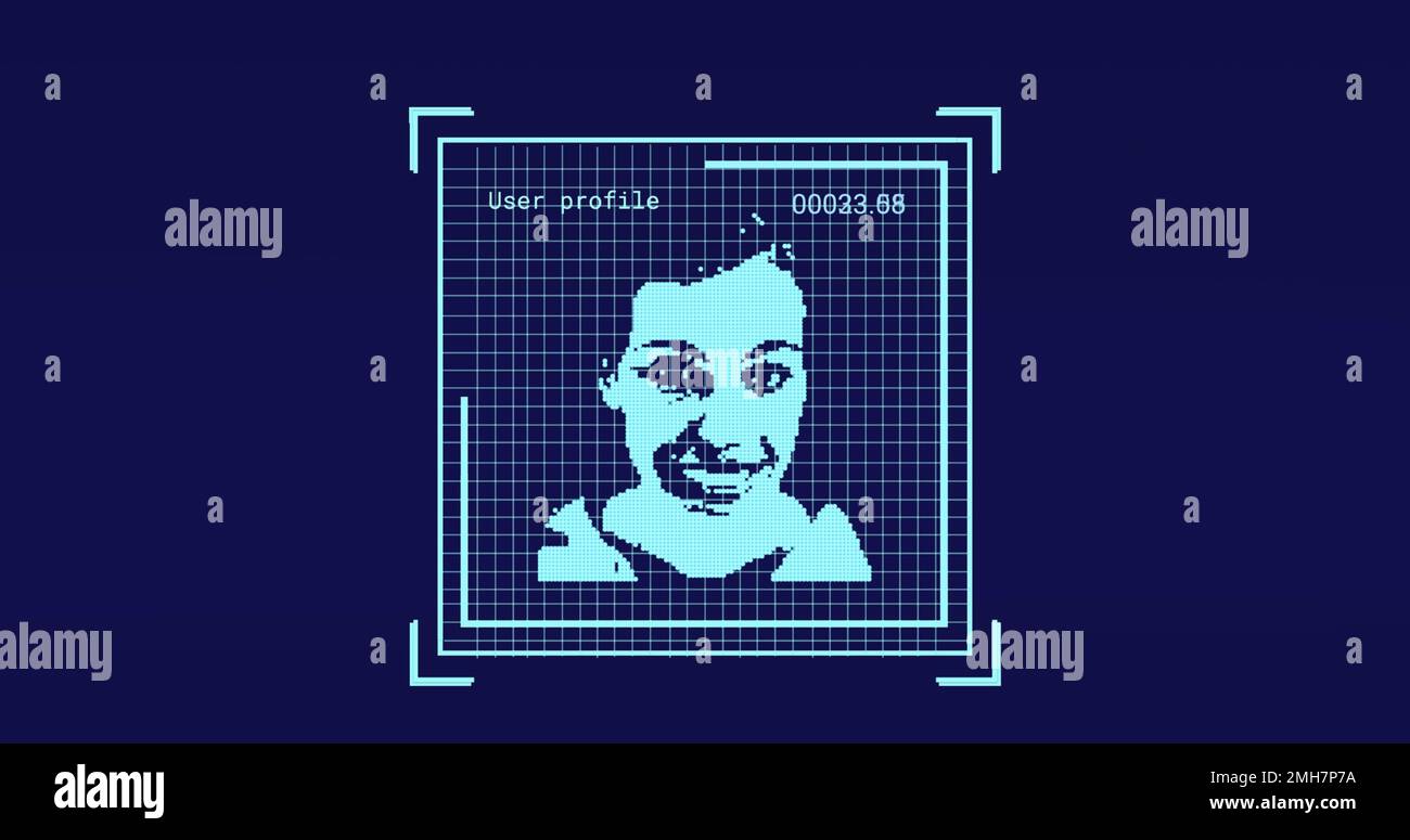 Composition of biometric photos with data processing Stock Photo - Alamy