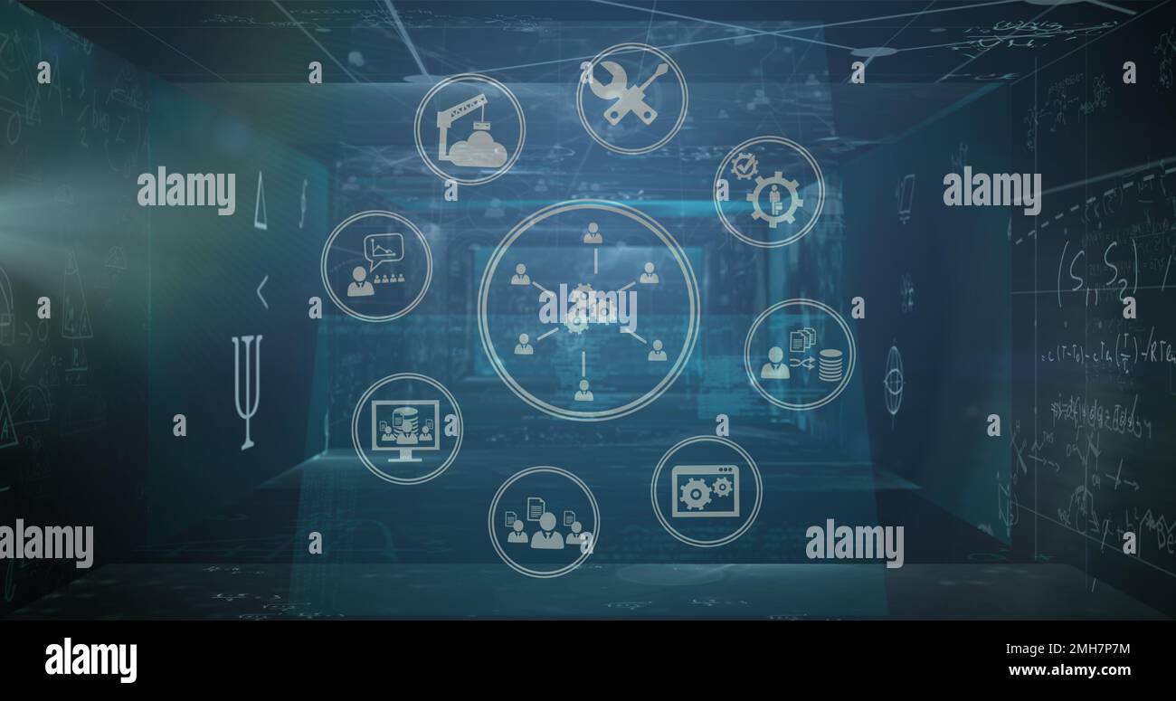 Composite of digital data processing with network of connections with ...