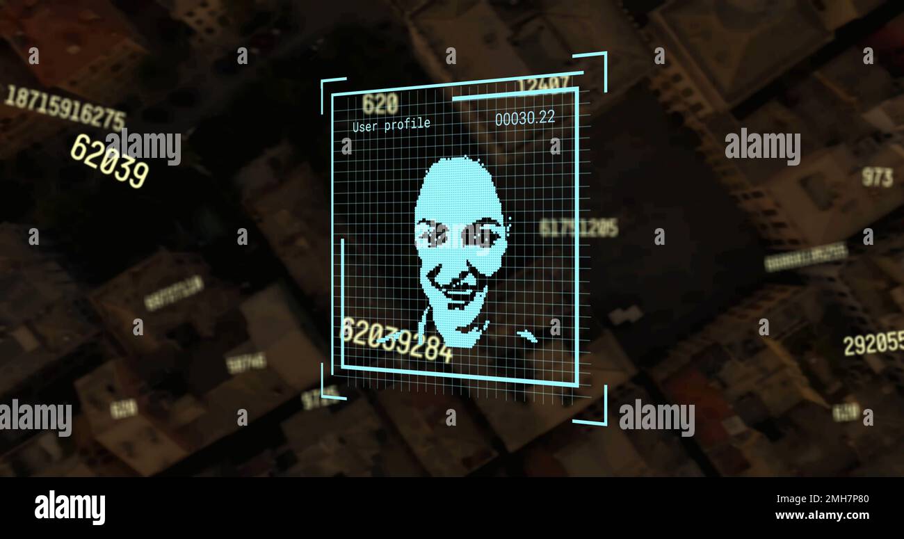 Composition of biometric photos and numbers with data processing Stock ...