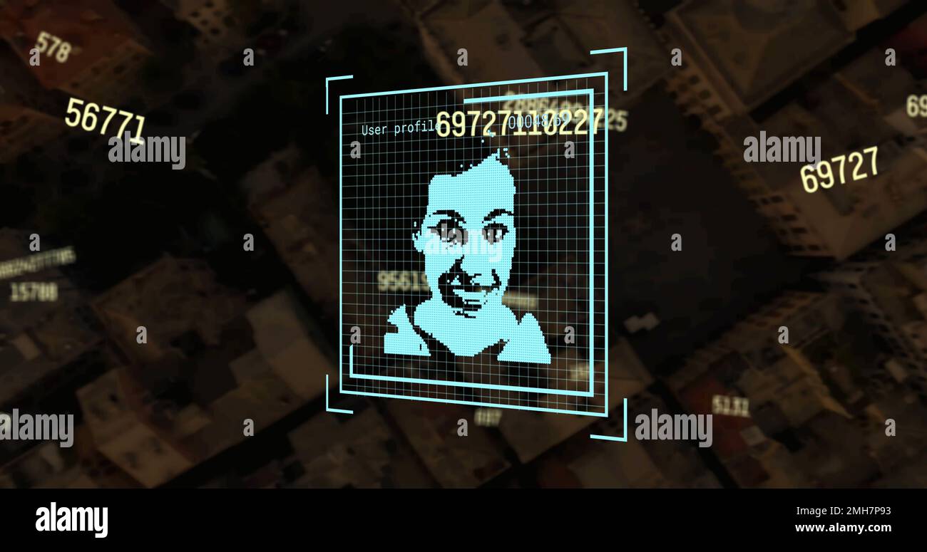 Composition of biometric photos and numbers with data processing Stock ...