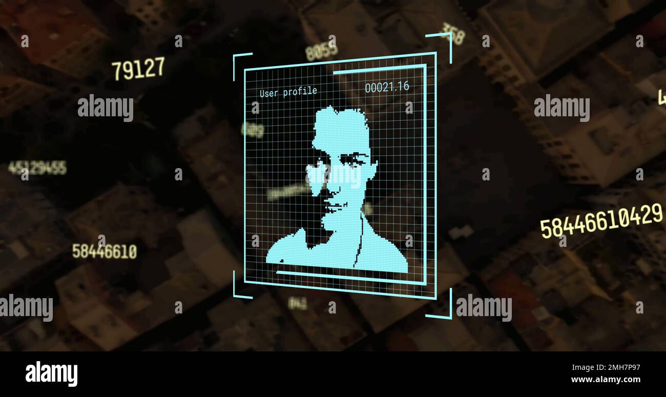 Composition of biometric photos and numbers with data processing Stock ...