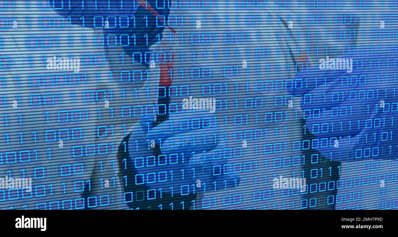 Image of binary code over hands of lab workers Stock Photo - Alamy