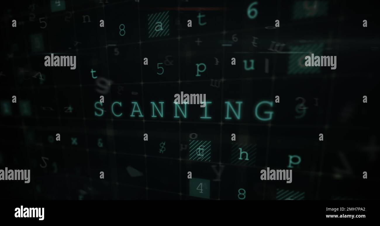 Image of scanning text on black background Stock Photo - Alamy